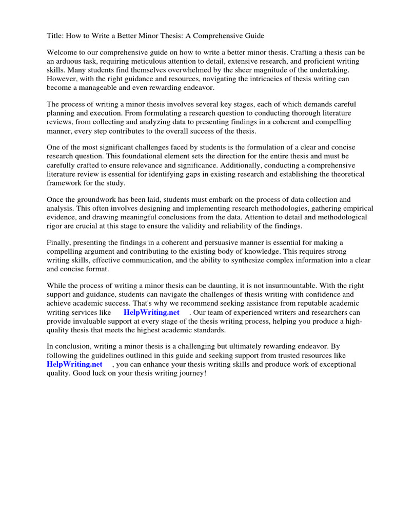How To Write A Better Minor Thesis PDF | PDF | Methodology
