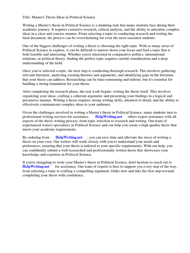 Masters Thesis Ideas Political Science | PDF | Political Science | Thesis