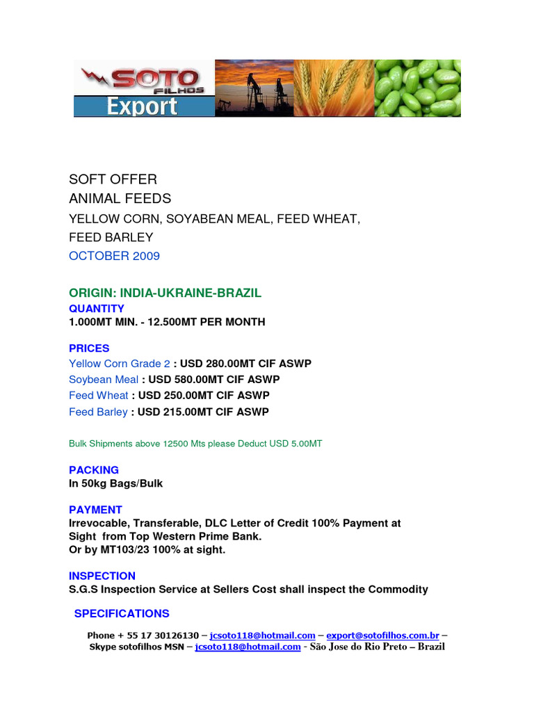 2 - Softoffer Animal Feeds | PDF | Wheat | Soybean