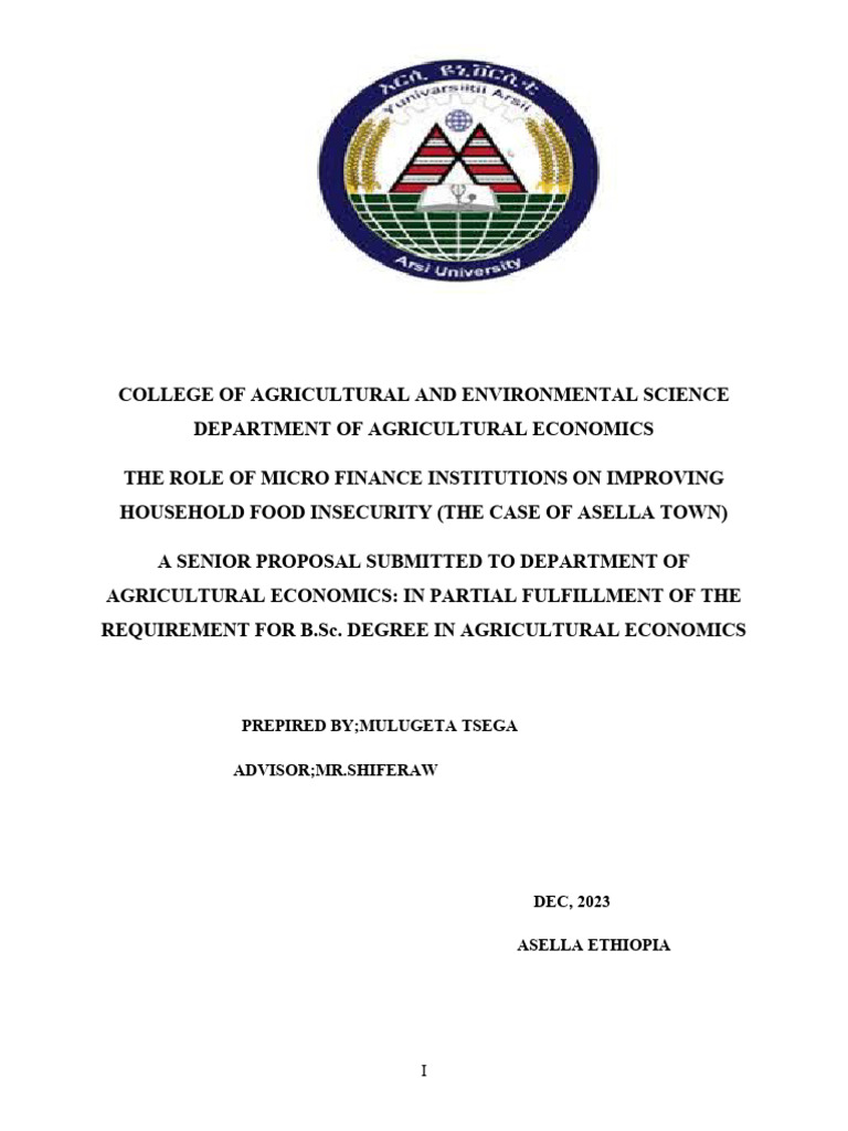 Mulugeta Final Proposal Commented | PDF | Microfinance | Logistic Regression