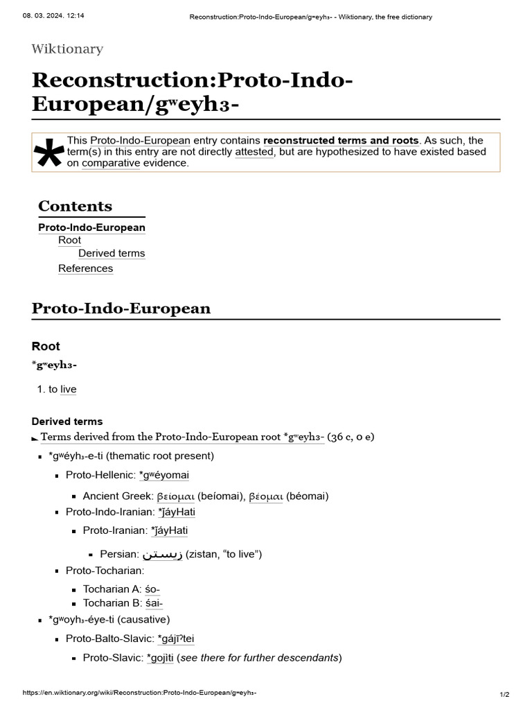 Proto-Indo-European Root *gʷeyh₃- | PDF | Human Communication | Linguistics