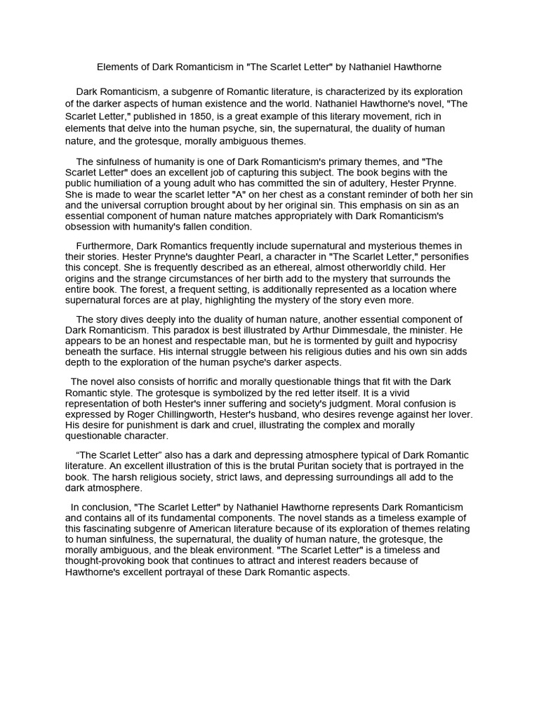 Elements of Dark Romanticism in - The Scarlet Letter | PDF | The ...