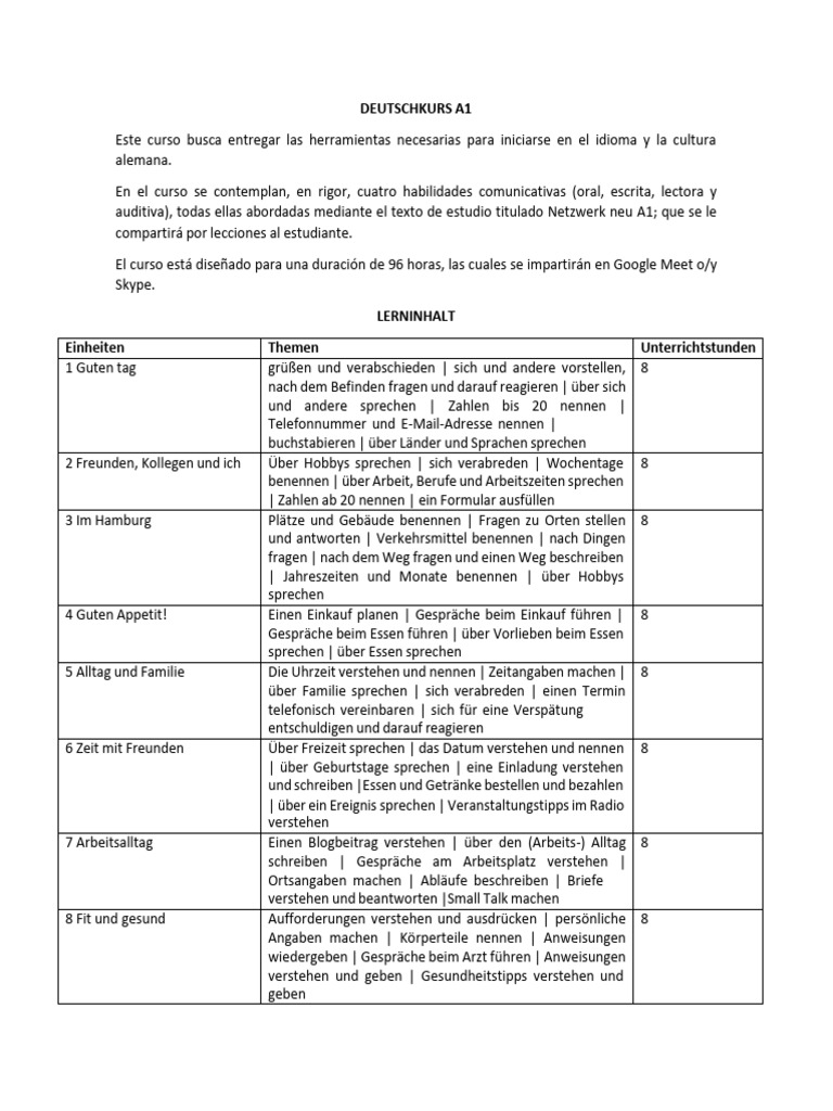Deutschkurs A1 | PDF