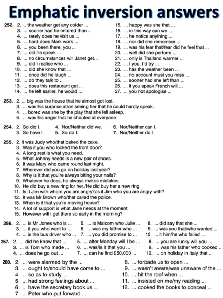 15-Emphatic Inversion Answers | PDF