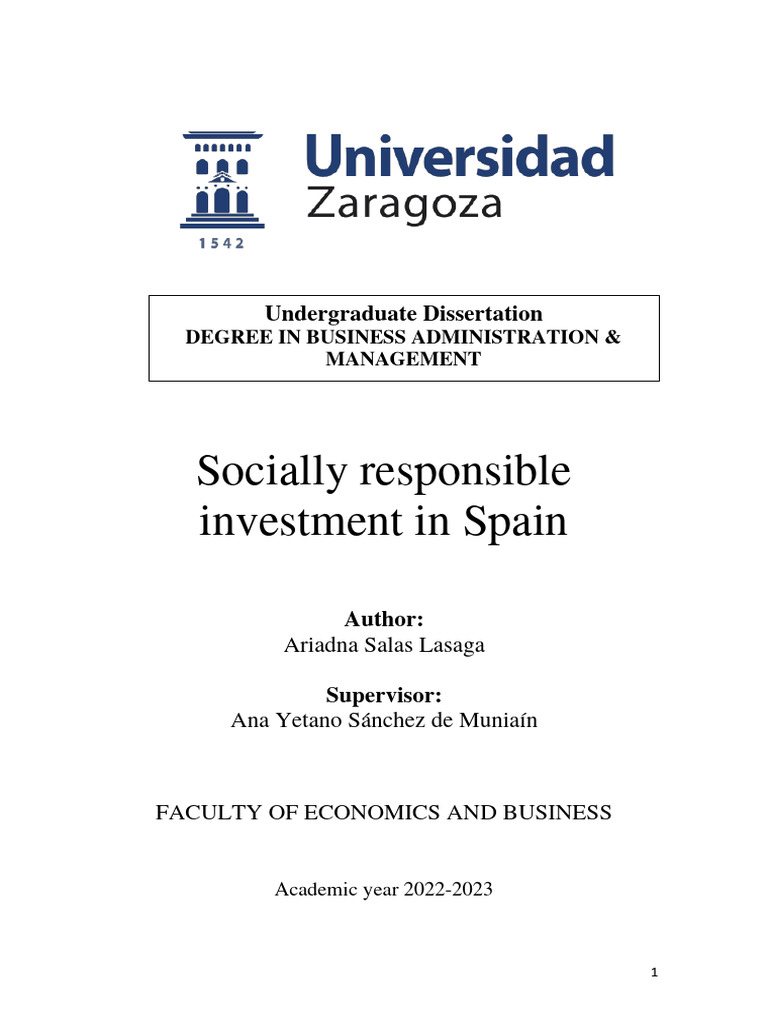 Taz TFG 2023 1547 | PDF | Sustainability | Investing