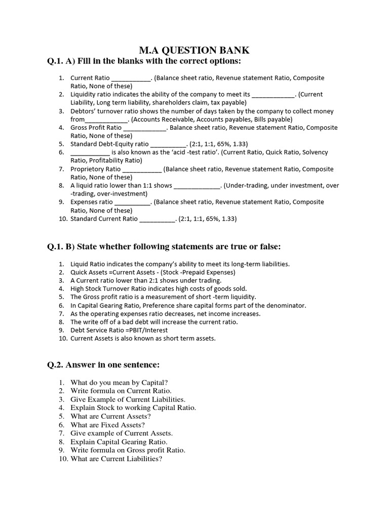 MA INTERNAL QUESTION BANK | PDF