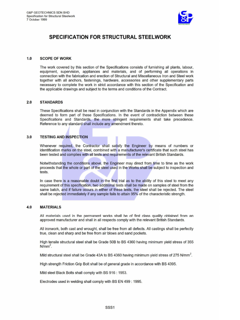 ST STEEL SPECIFICATION | PDF