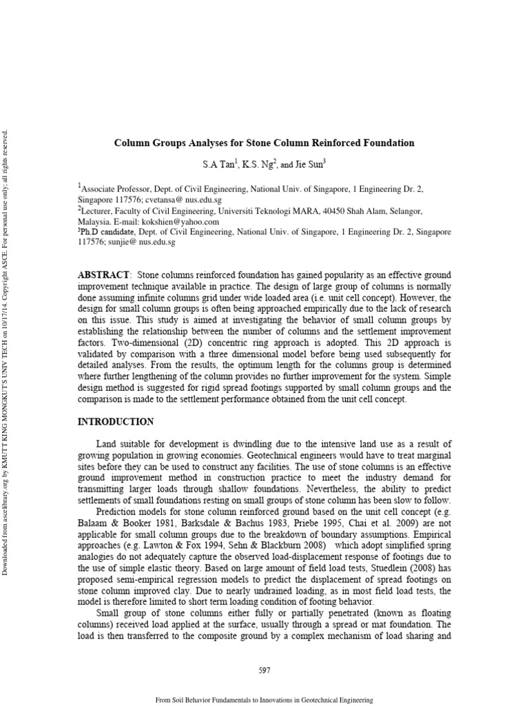 Column Groups Analyses For Stone Column Reinforced Foundation | PDF ...