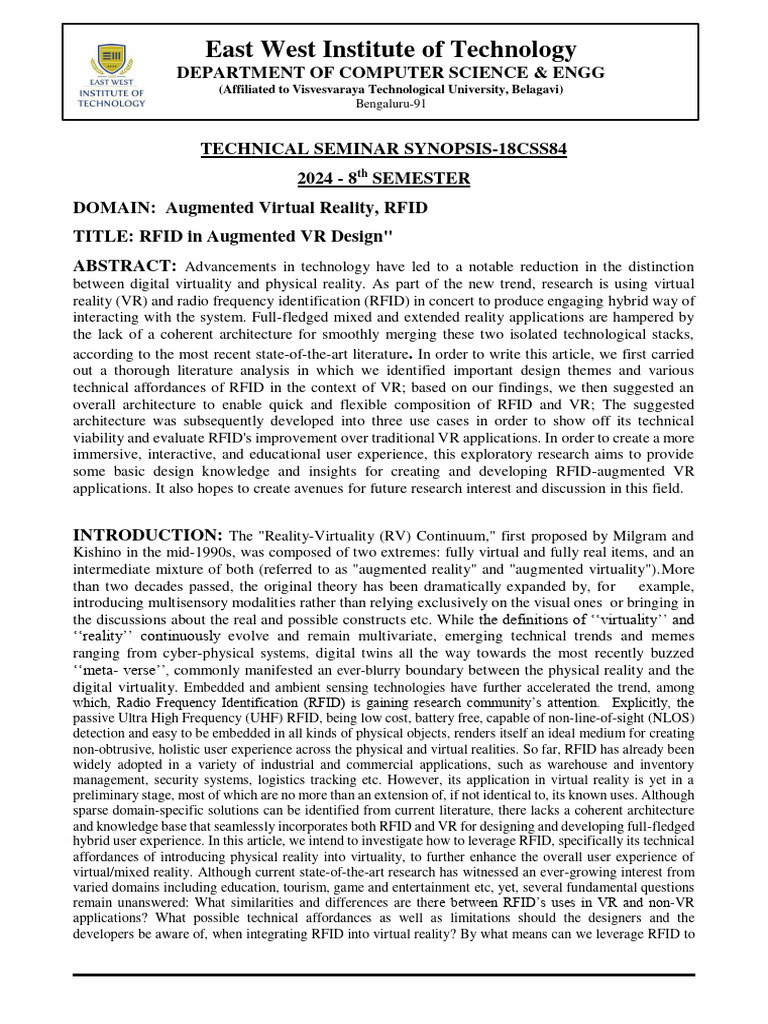 Virtual Synopsis-1 | PDF | Virtual Reality | Reality Virtual Synopsis-1 | PDF | Virtual Reality | Reality