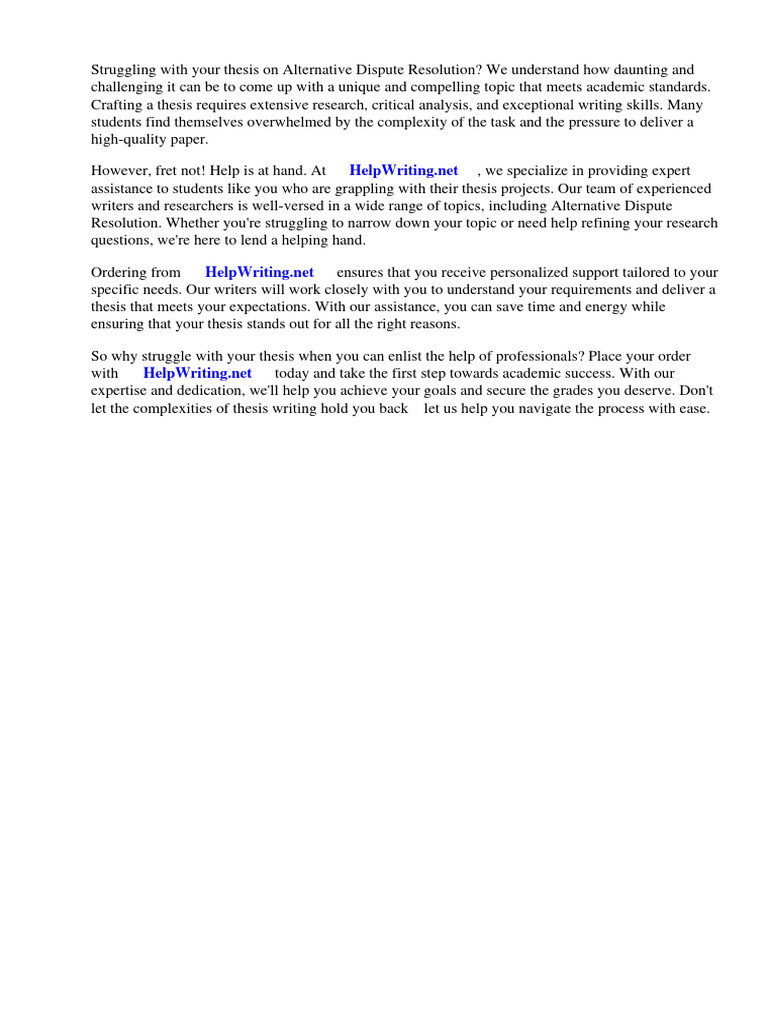 Thesis Help for ADR Students | PDF