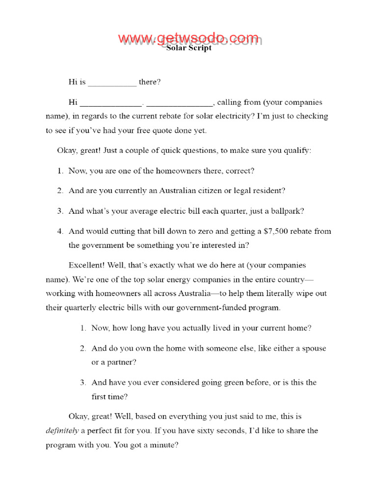 Jordan Belfort Solar Script | PDF