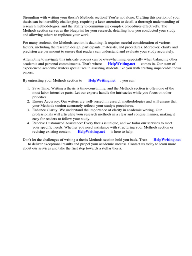 How To Write Methods Section of Thesis | Download Free PDF ... How To Write Methods Section of Thesis | Download Free PDF ...