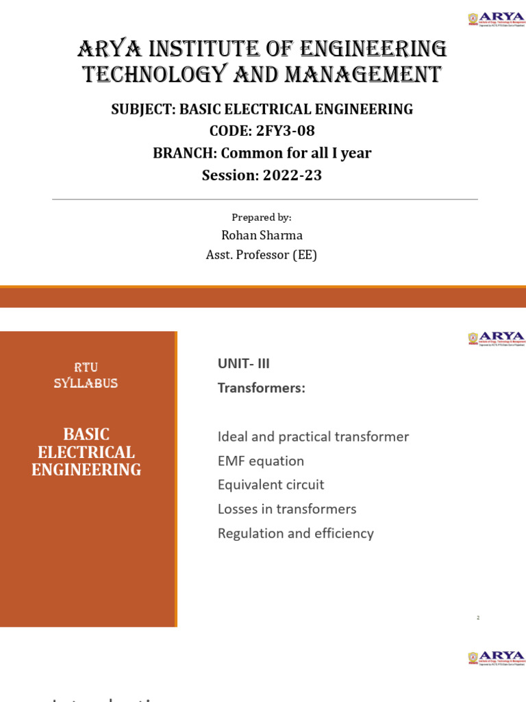 Unit 3 Transformer | PDF | Transformer | Inductance
