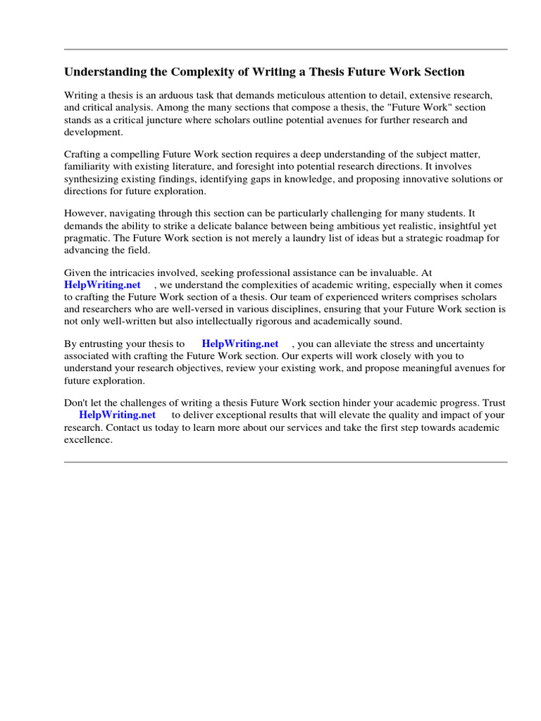 Thesis Future Work Section | PDF | Thesis | Statistics