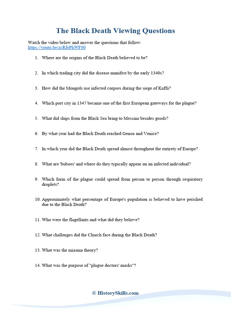Black Death Study Guide | PDF | Travel | History