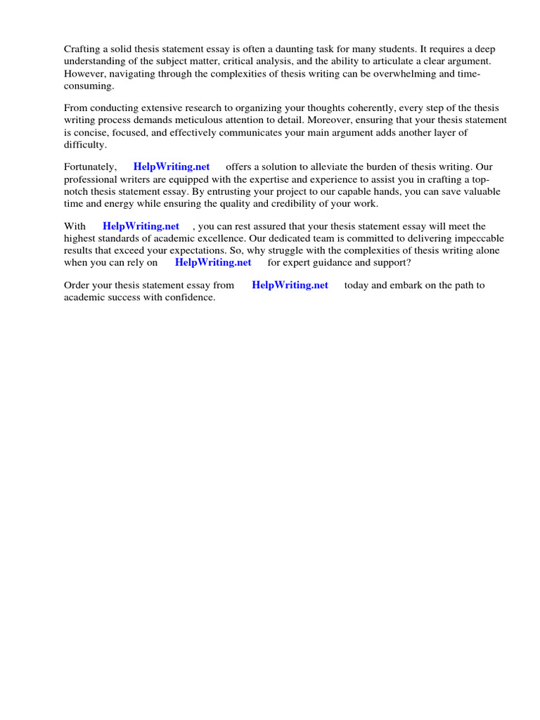 How To Write A Good Thesis Statement Essay | PDF | Essays | Thesis