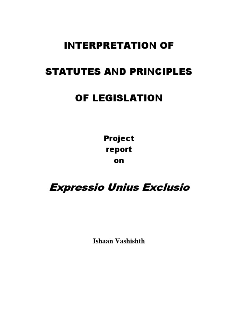 Expressio Unius: Statutory Exclusion Explained | PDF | Statutory ...