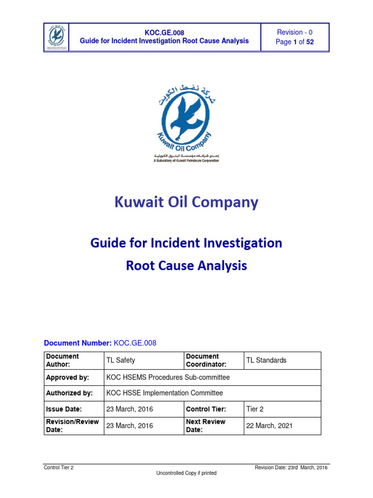 .008 - Guide For Incident Investigation Root Cause Analysis | PDF