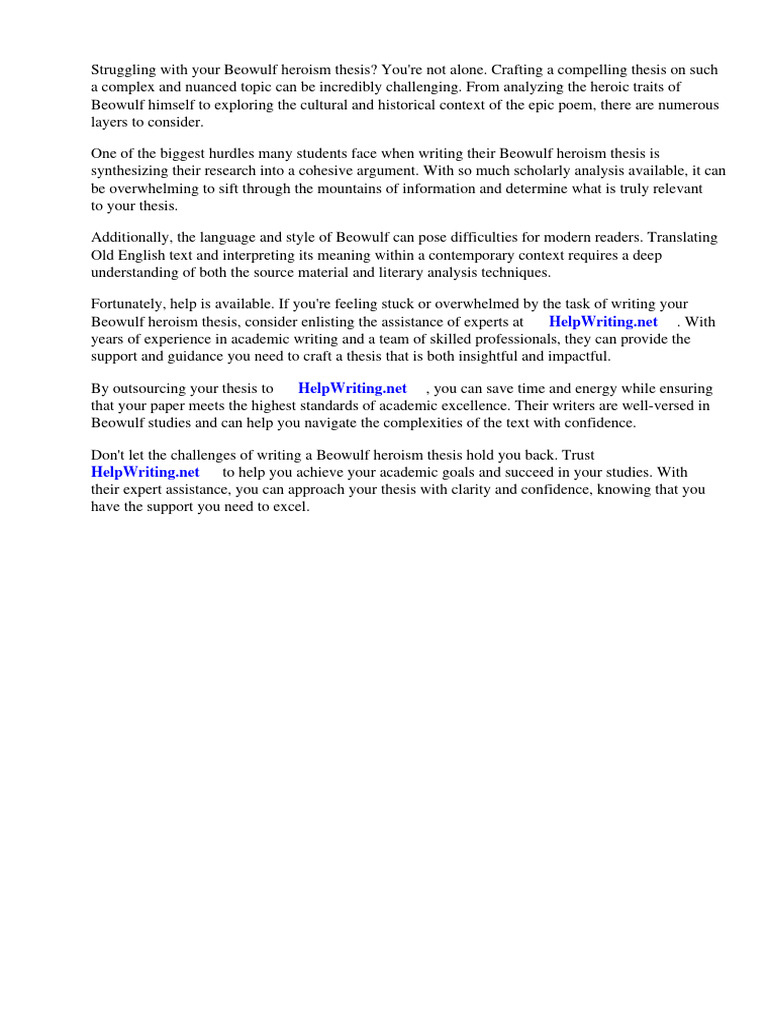 Beowulf Heroism Thesis | PDF | Beowulf