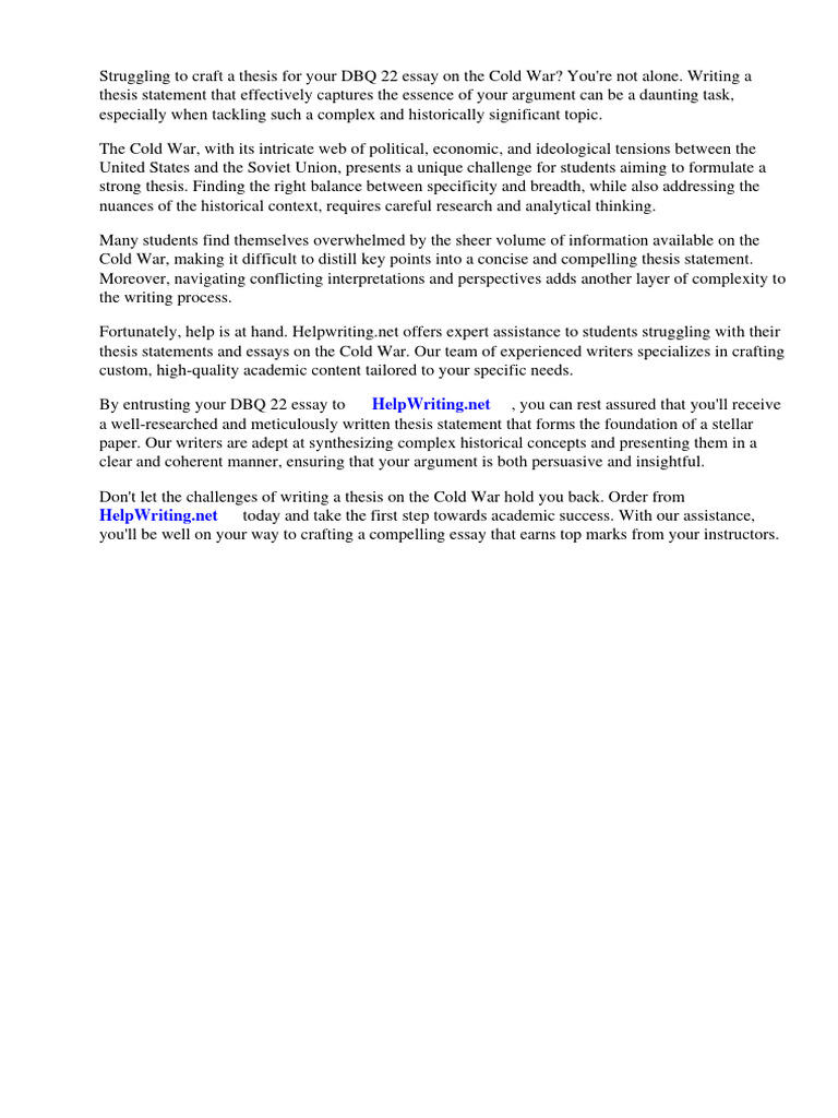 Crafting a Cold War DBQ Thesis | PDF | Cold War | Soviet Union