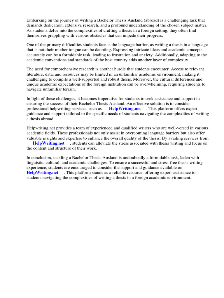 Bachelor Thesis Ausland | PDF | Thesis | Expert Bachelor Thesis Ausland | PDF | Thesis | Expert