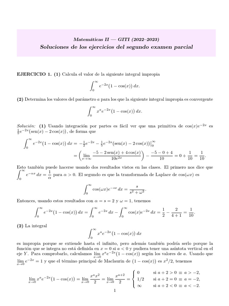 2022-2023_Matemáticas_II_Segundo_parcial_Ejercicios_resueltos | PDF | Vector Euclidiano | Integral