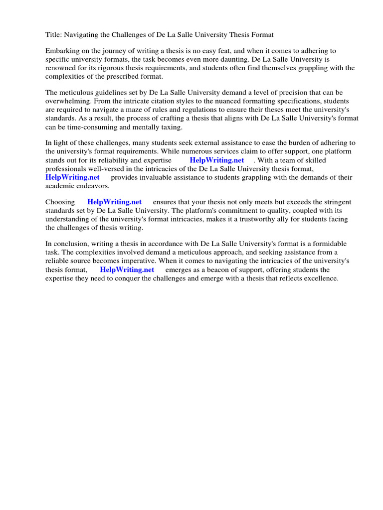 De La Salle University Thesis Format | PDF | Thesis | Libraries