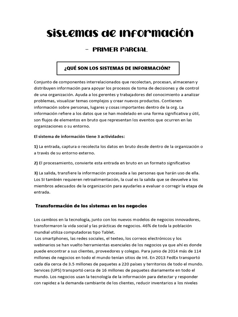 Resumen Primer Parcial Sistemas - by Sebb | PDF | Almacén de datos | Business