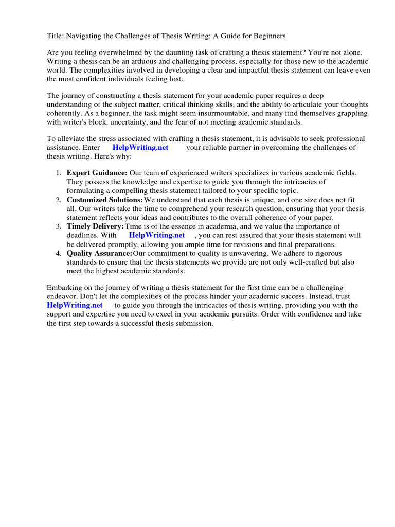 How To Write A Thesis Statement For Dummies | PDF | Essays | Thesis