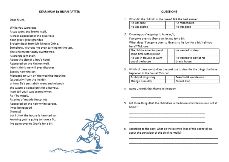 Analyzing "Dear Mum" by Brian Patten | PDF | Home & Garden | Mystery ...