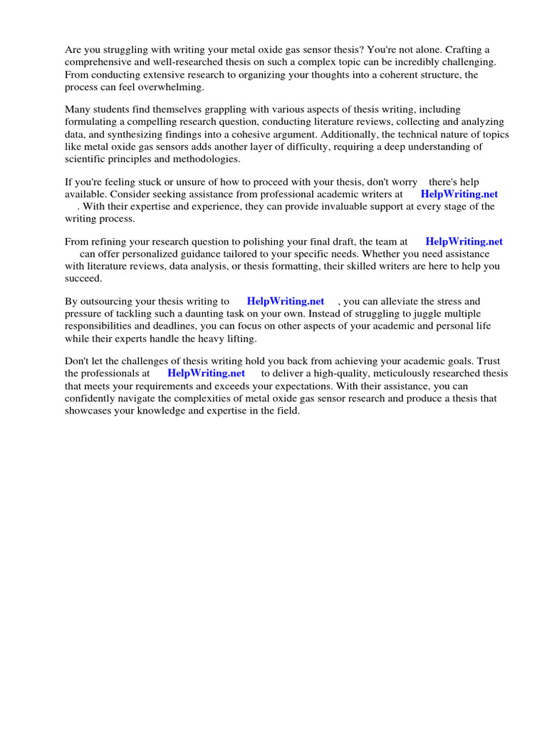 Metal Oxide Gas Sensor Thesis Pdf