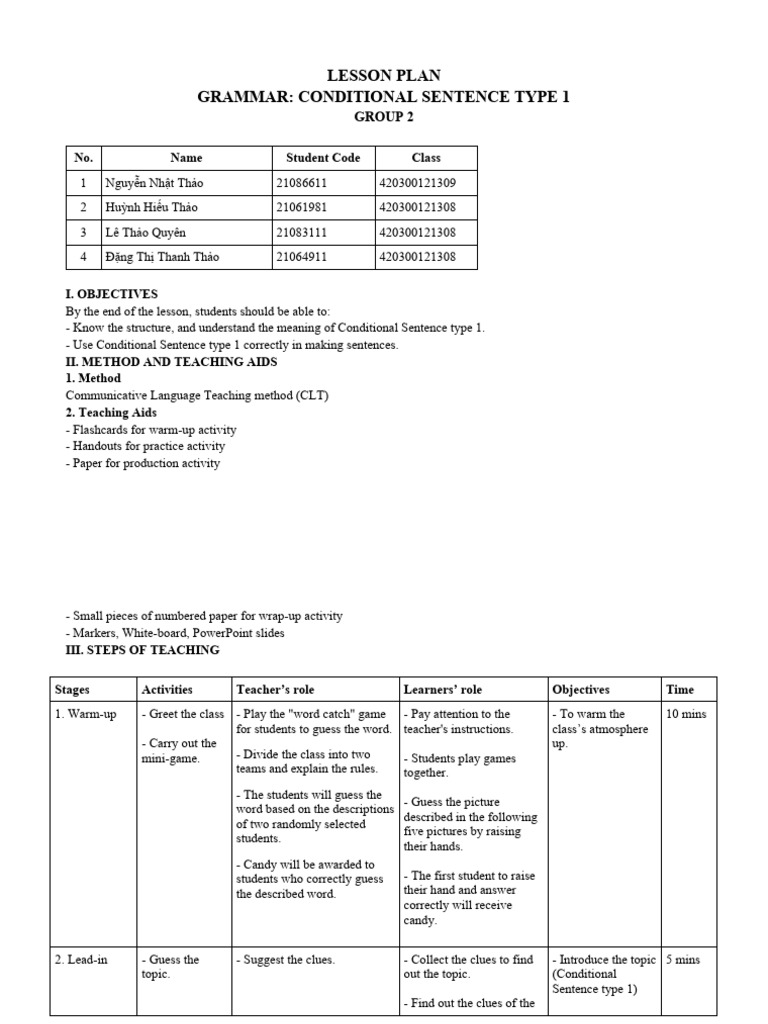 Lesson Plan - Group 2 | PDF | Multiple Choice | Applied Linguistics