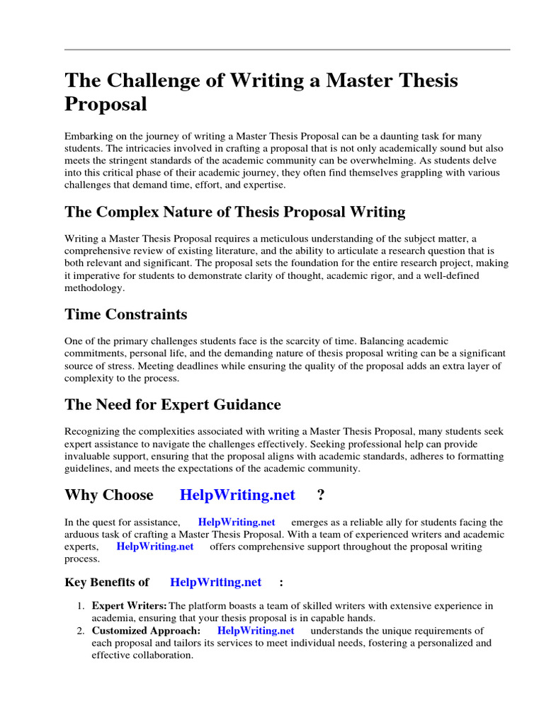 Writing Master Thesis Proposal | PDF