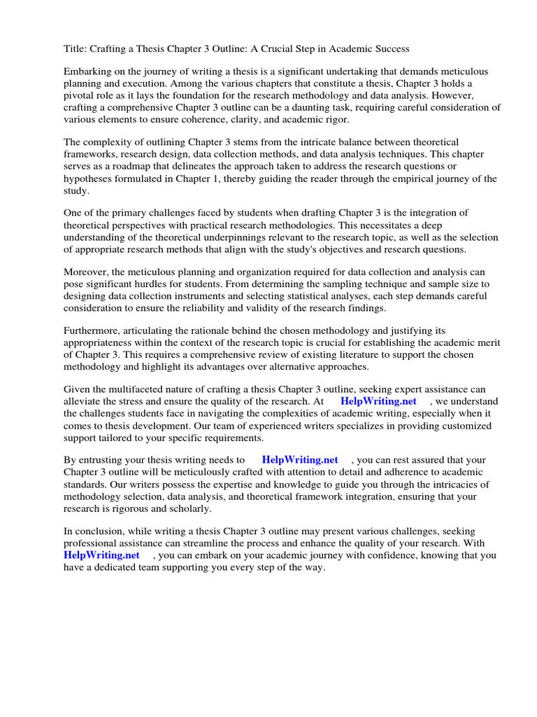 Thesis Chapter 3 Outline | PDF | Thesis | Methodology