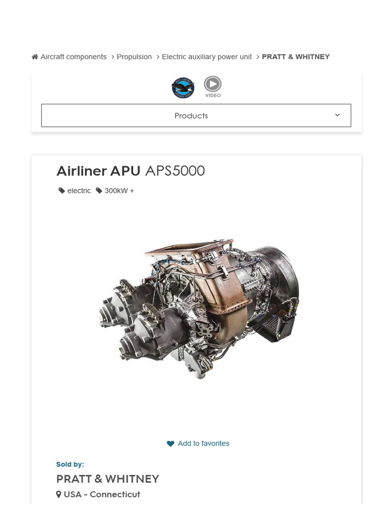 Airliner APU - APS5000 - PRATT & WHITNEY - Electric - 300kW + | PDF