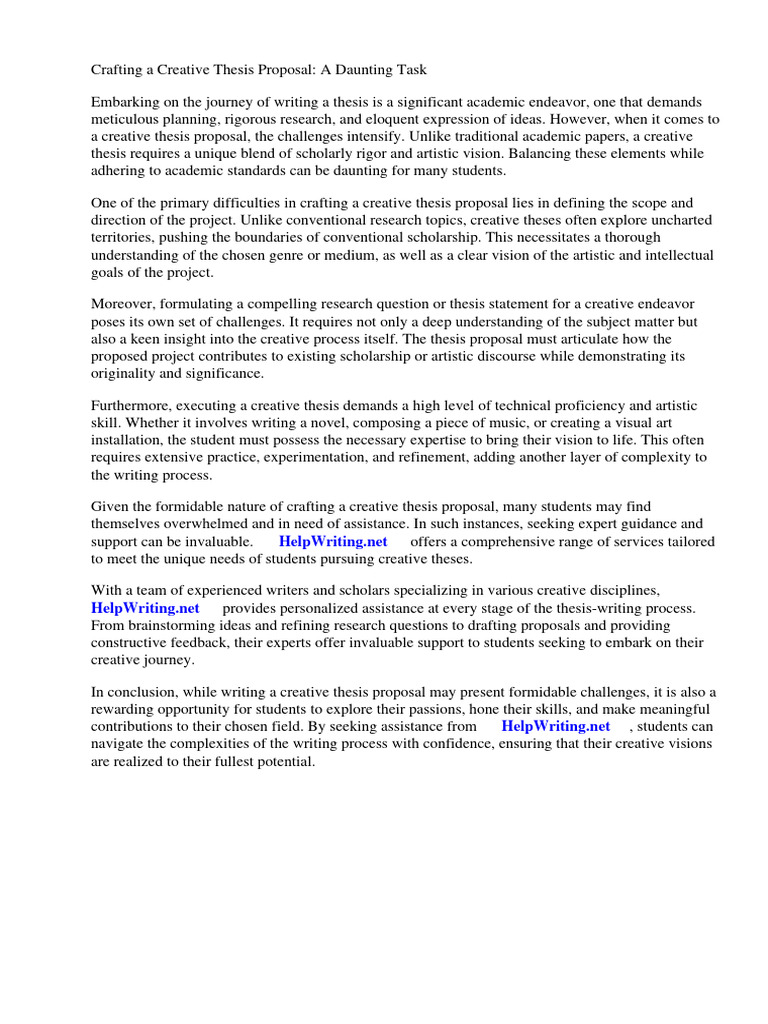 Creative Thesis Proposal | PDF | Thesis | Expert