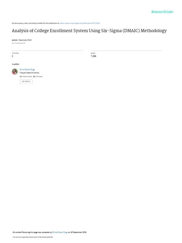 Analysis of College Enrollment System Using Six-Si | PDF | Six Sigma ...
