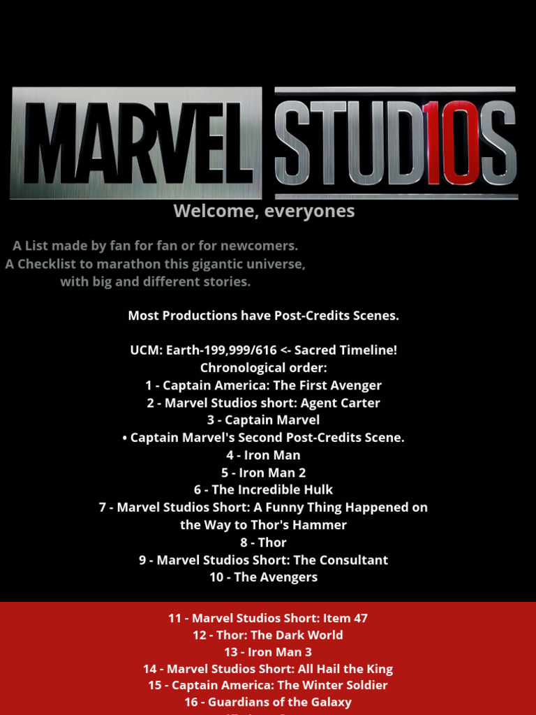 Marvel Movies Chronological Checklist | PDF | Young Adult