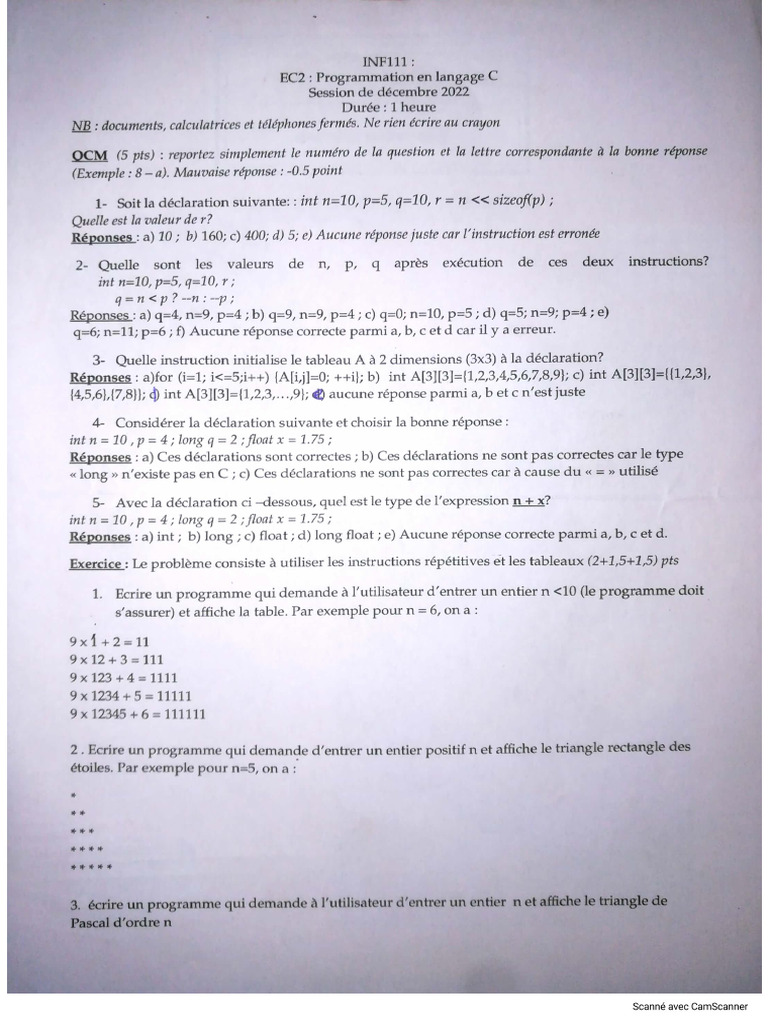 CC SN TD - Inf111 | PDF