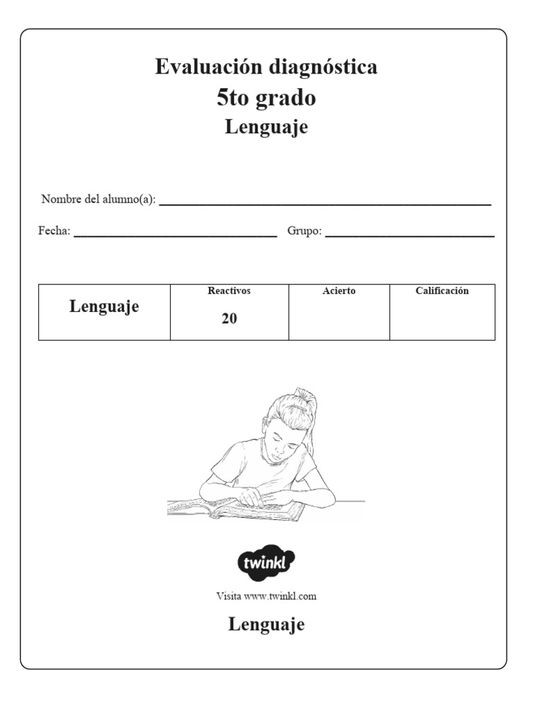 Sa L 242 Examen Diagnstico 5to Grado Lenguaje Y Comunicacinver1 Pdf 5871
