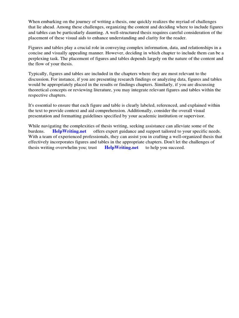 In A Thesis Figures and Tables Are Included in Which Chapter | PDF