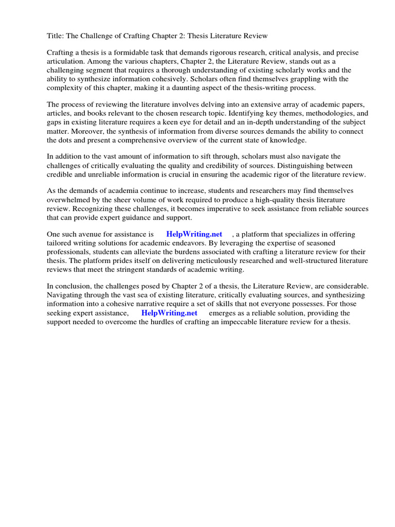 Chapter 2 Thesis Literature Review | PDF | Computers