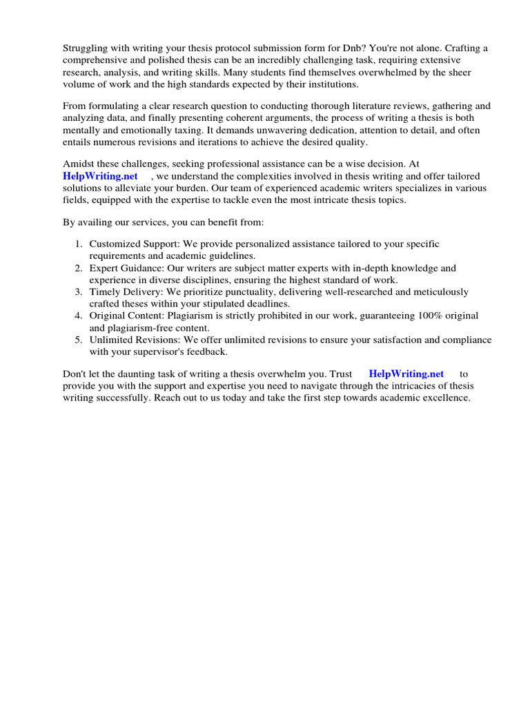 Thesis Protocol Submission Form DNB | PDF | Thesis | Statistics