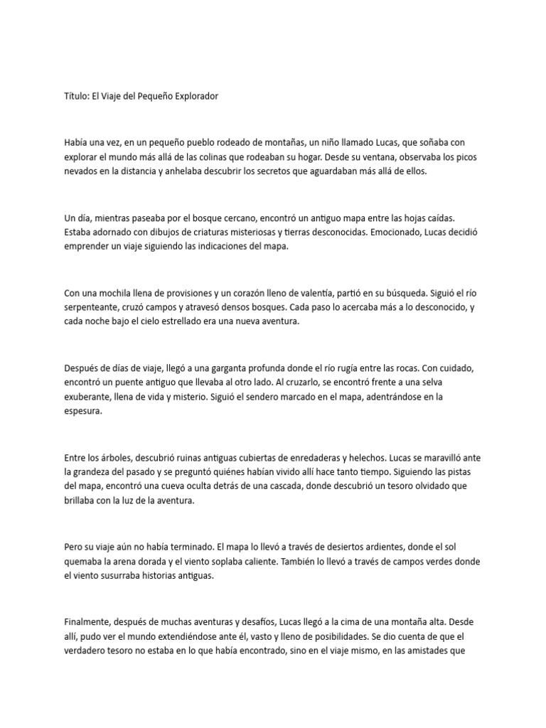 El Viaje del Pequeño Explorador | PDF