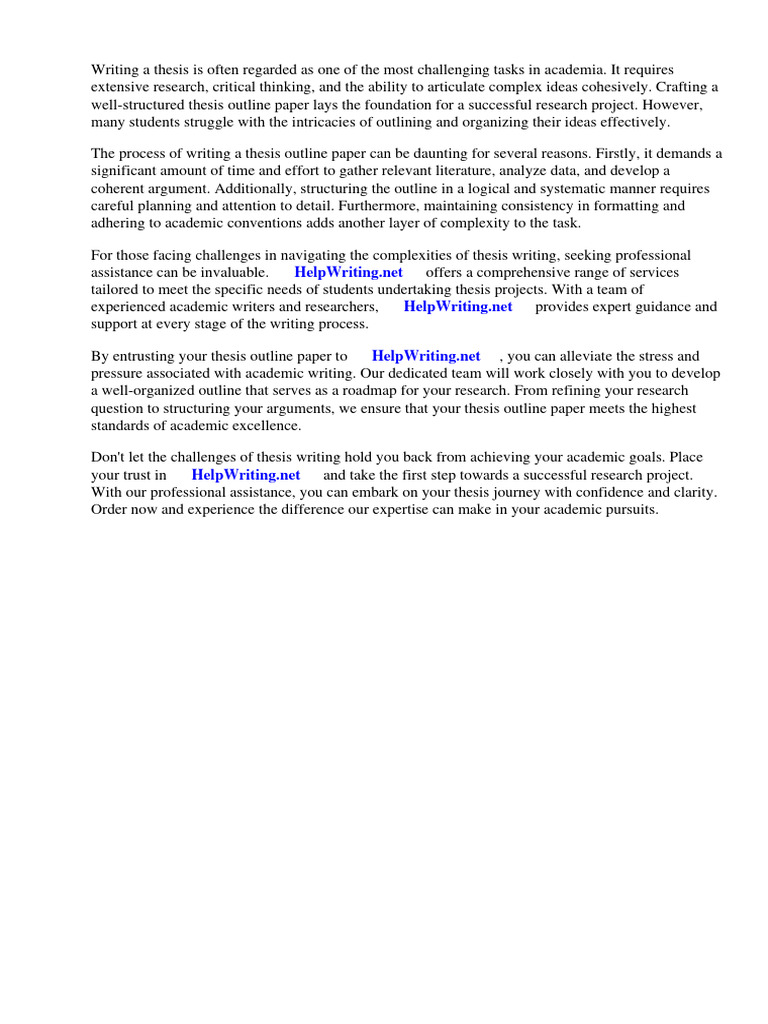 Sample Thesis Outline Paper | PDF | Thesis | Essays