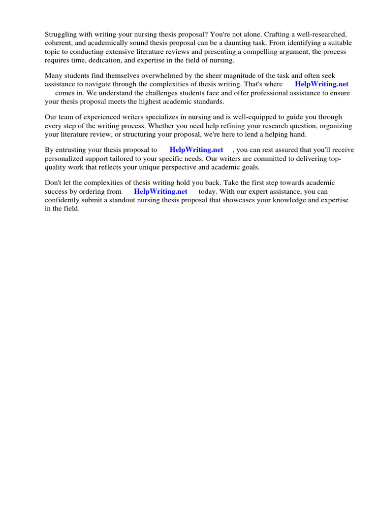 Example of Nursing Thesis Proposal | PDF | Thesis | Nursing