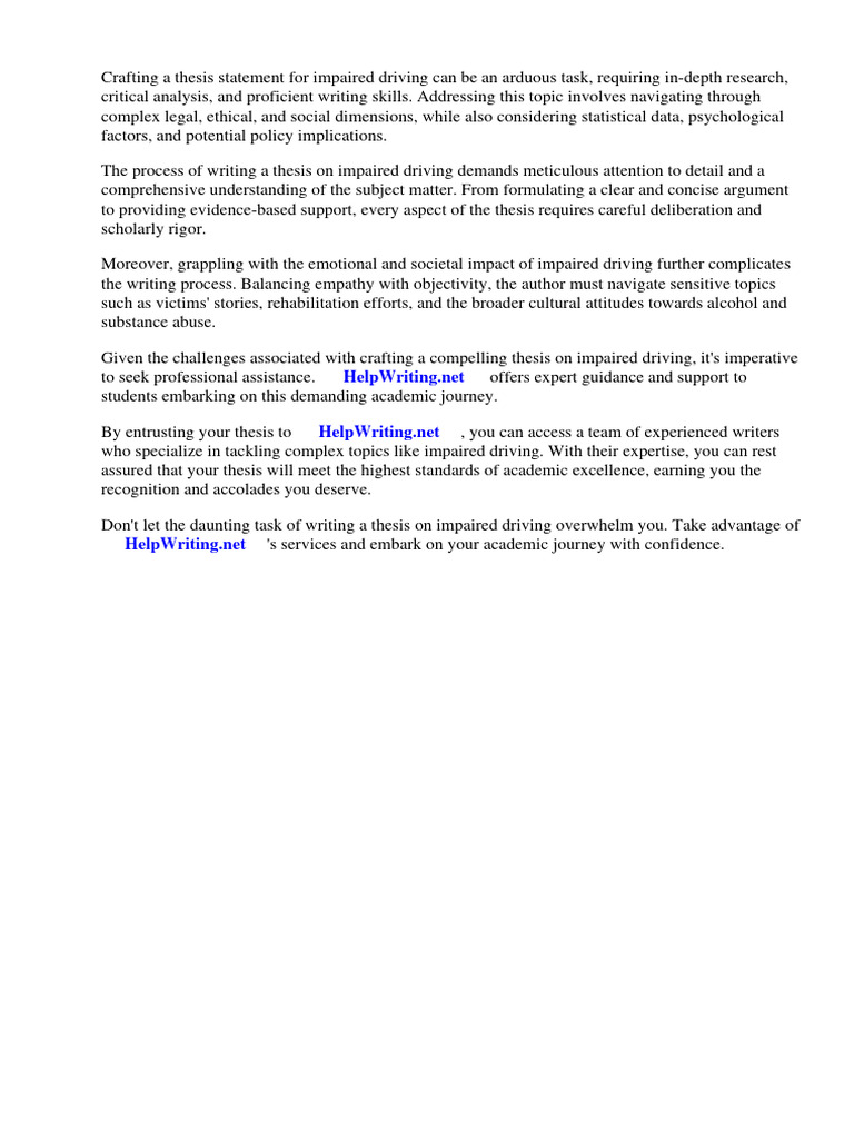 Thesis Statement For Impaired Driving | PDF | Driving Under The ...