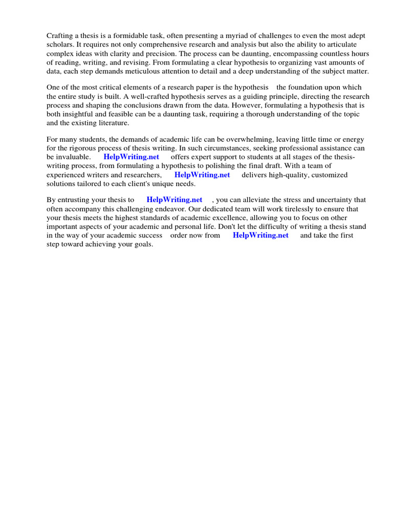 Hypothesis in Research Paper Sample | PDF