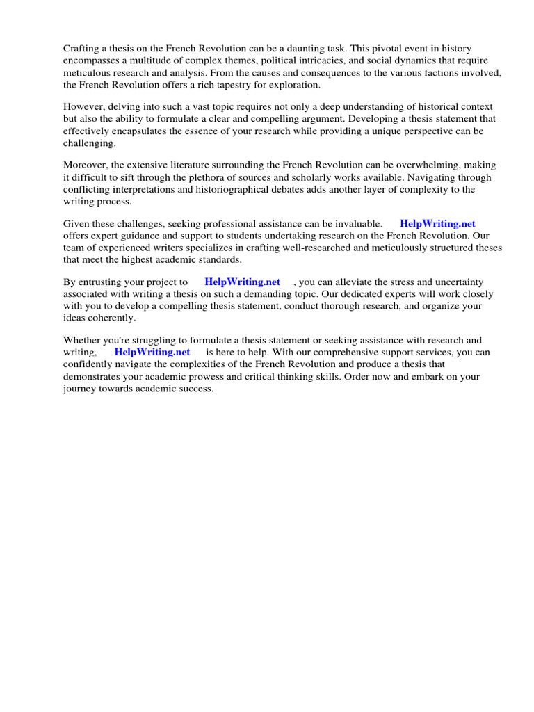 French Revolution Thesis Help | PDF