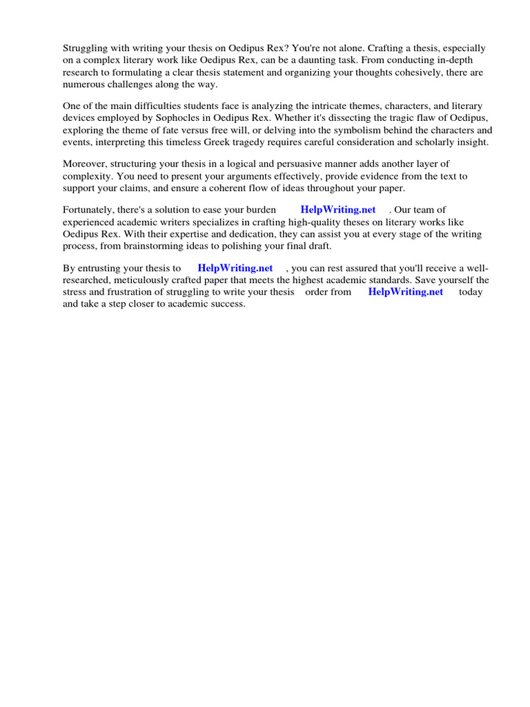 Thesis Oedipus King | PDF | Theban Mythology